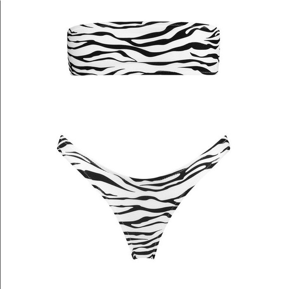 Swim | Zebra Print Tube Top Bikini Set | Poshmark